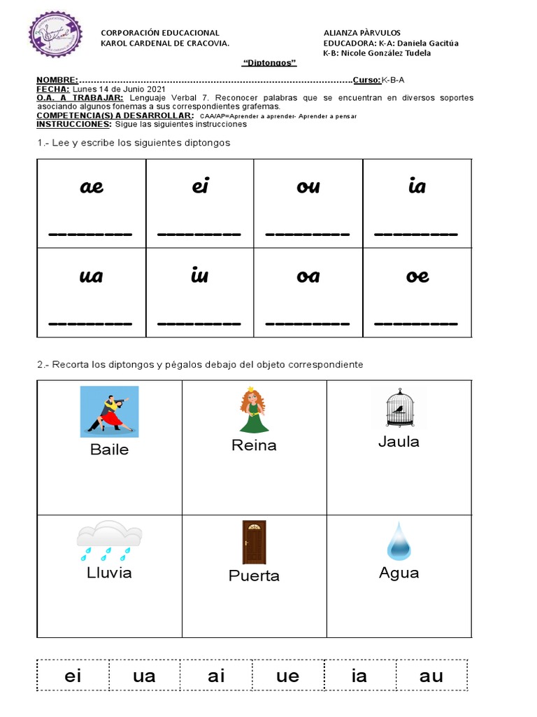 Guía Diptongos 1 | PDF