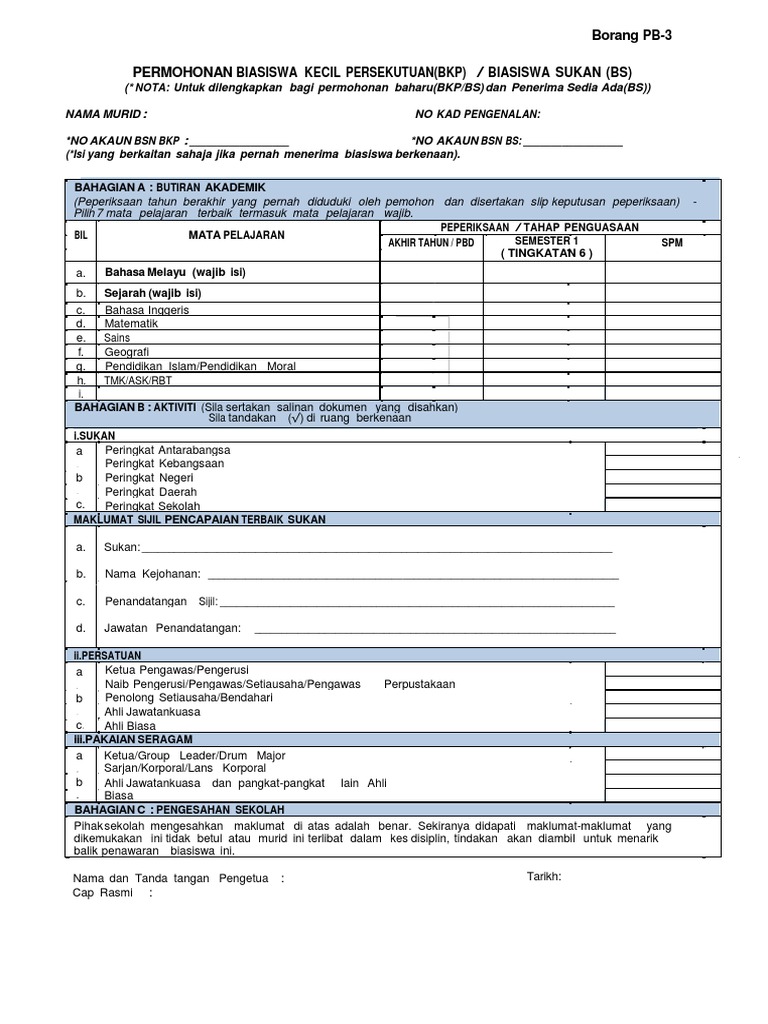 Borang PB-3 | PDF