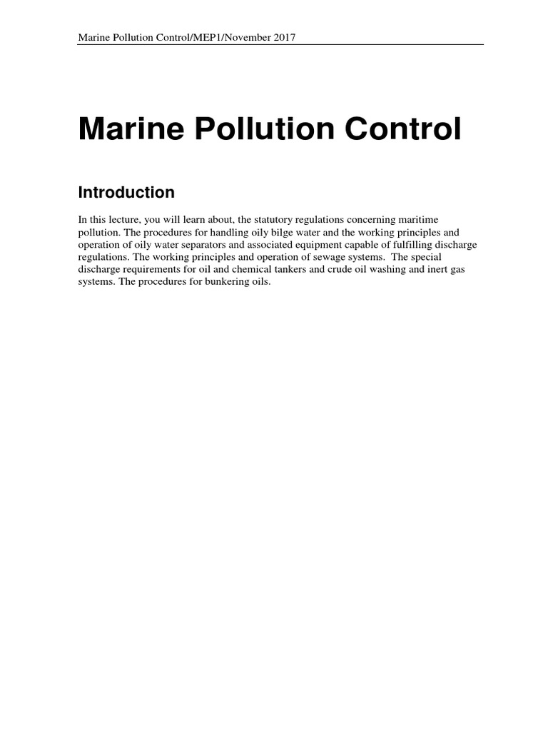 Marine Pollution Control | PDF | Oil Tanker | Sewage Treatment