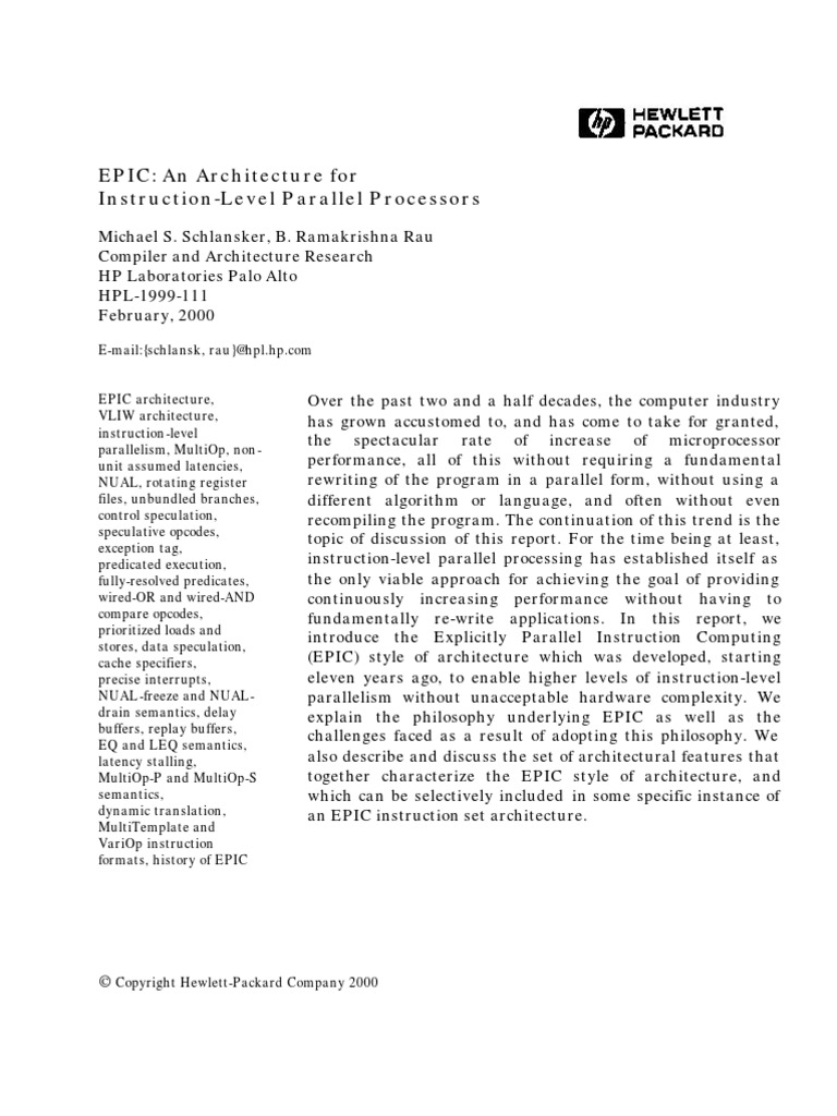 EPIC Architecture ILP | PDF | Parallel Computing | Instruction Set