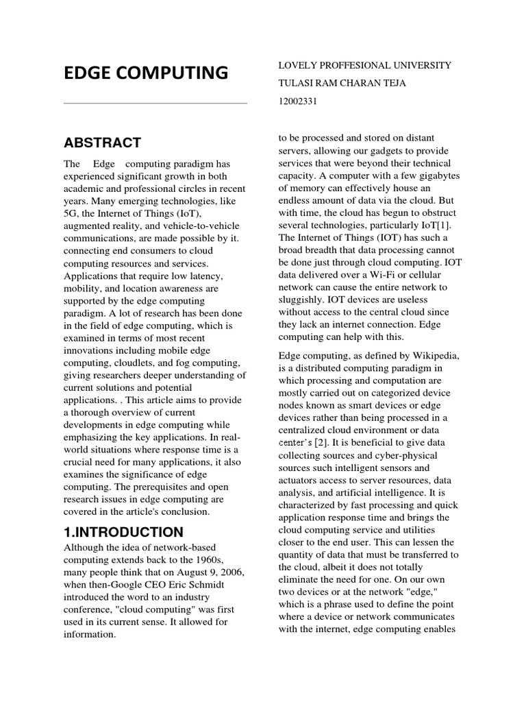 Edge Computing | PDF | Internet Of Things | Cloud Computing
