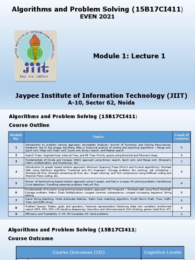 Module1 Lecture1 Pdf Algorithms Computational Complexity Theory 6681