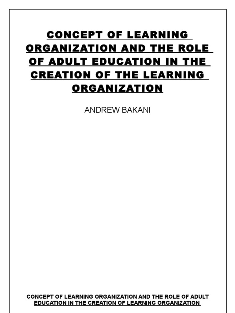 The Concept Of Learning Organization Pdf Adult Education Learning