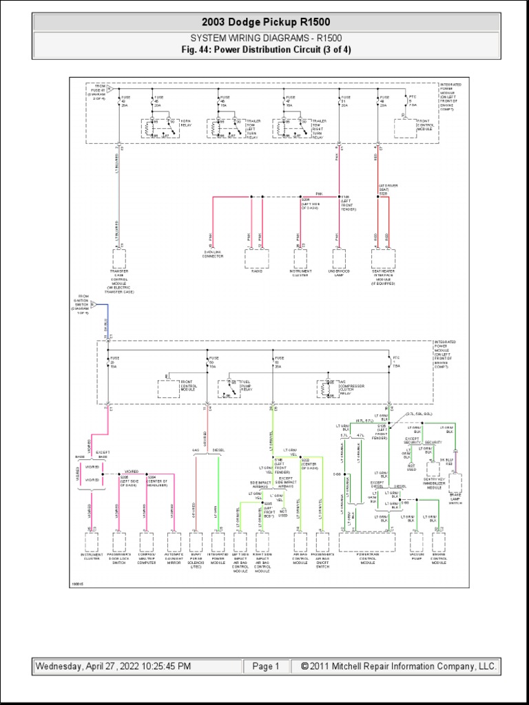 2003 Dodge Pickup R1500 2003 Dodge Pickup R1500: System Wiring Diagrams ...