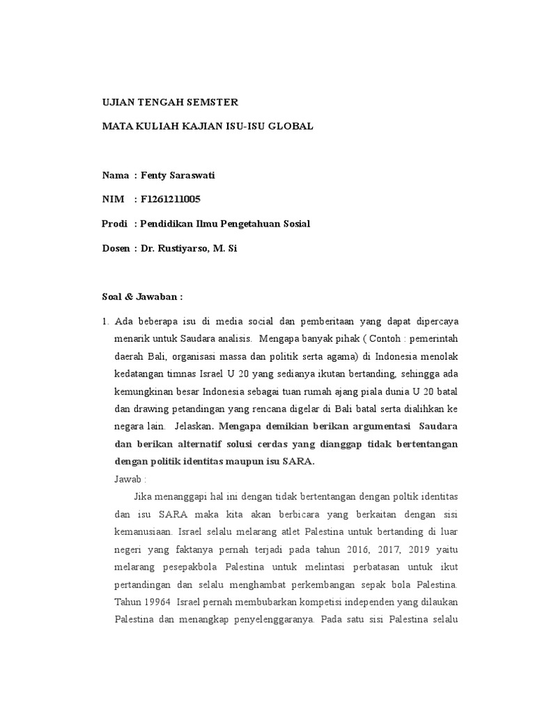Analisis Isu Global dan Dimensi Globalisasi dalam Ujian Tengah Semester ...