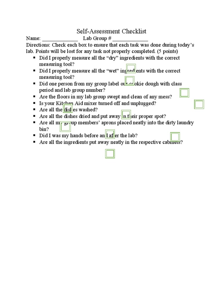 Self Assessment Worksheet | PDF