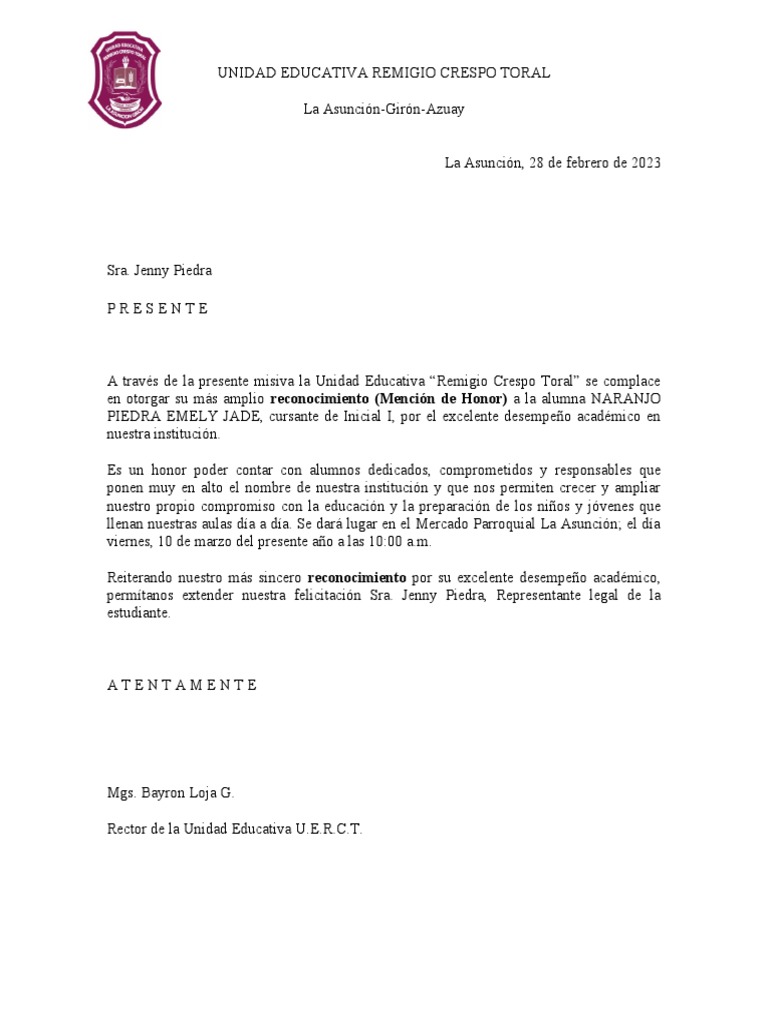 Misiva de Felicitación | PDF