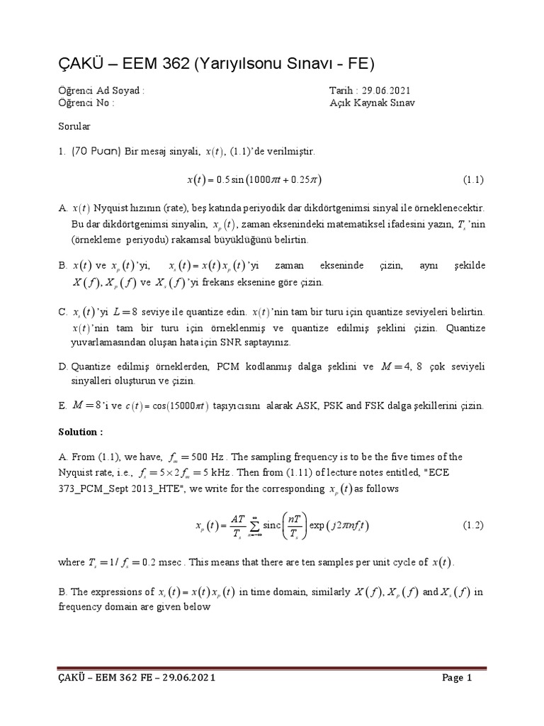 EEM 362 - FE-29062021 - Solutions | PDF