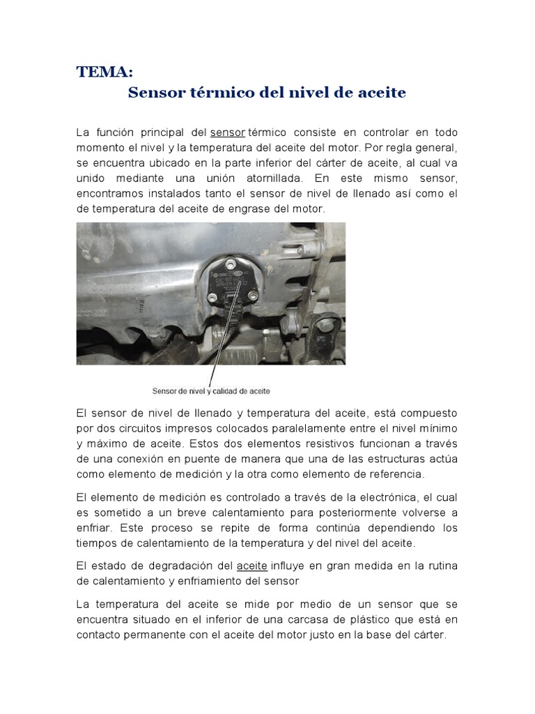 Sensor de Nivel de Aceite | PDF | Sensor | Temperatura