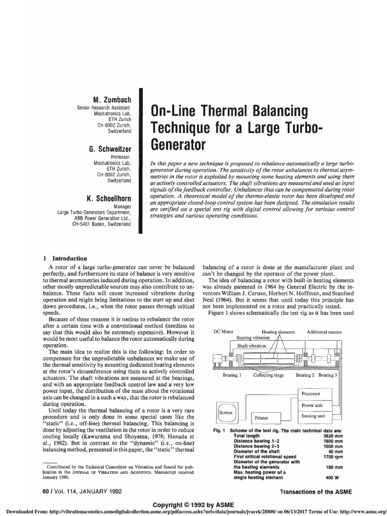 Online Thermal Vibration Balancing of Generator | PDF | Matrix ...