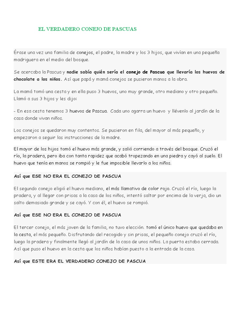 EL VERDADERO CONEJO DE PASCUAS | PDF