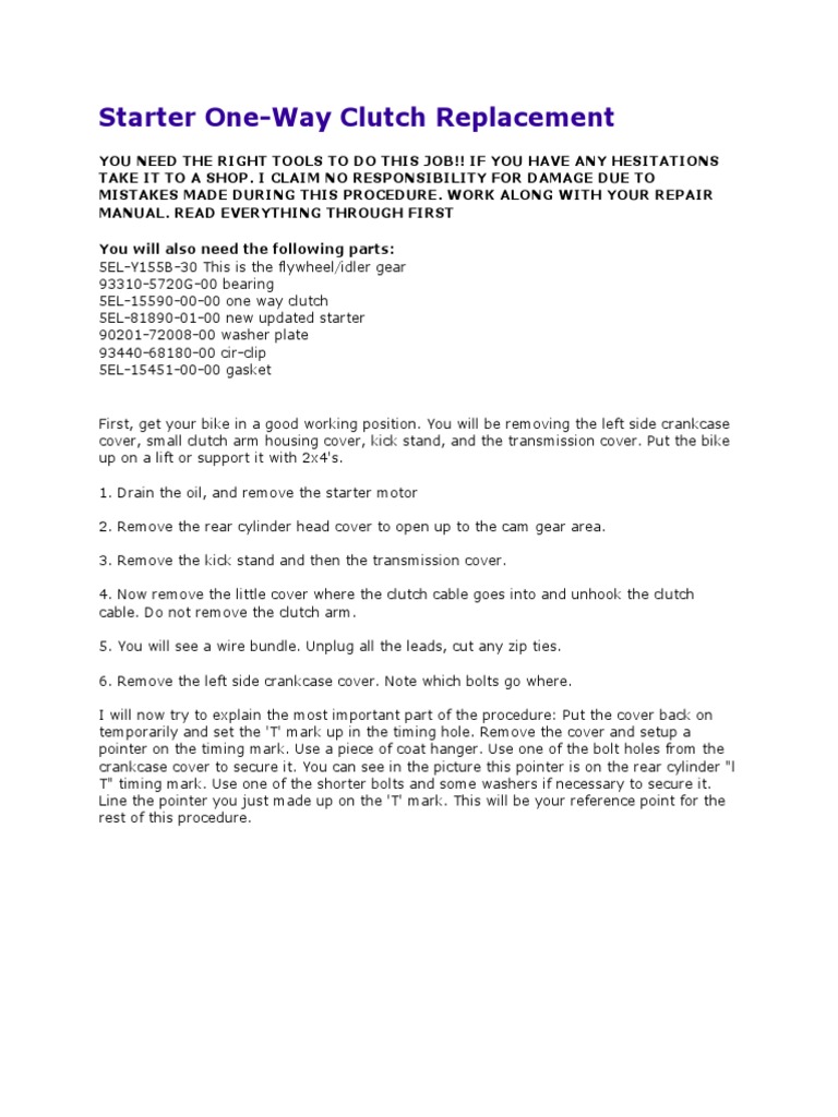 V Star 1100 One Way Starter Clutch | PDF | Manual Transmission | Clutch