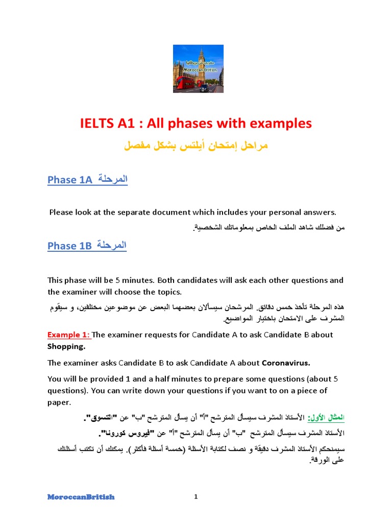 IELTS A1: All Phases With Examples | PDF