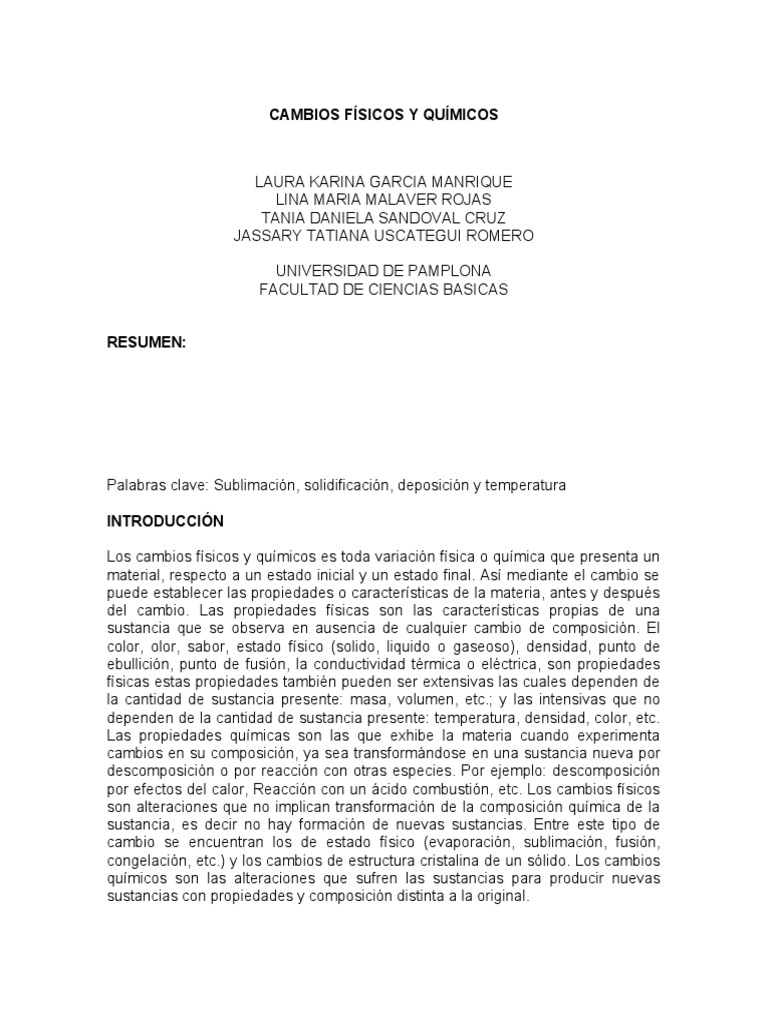 Cambios Físicos y Químicos | Descargar gratis PDF | Agua | Importar