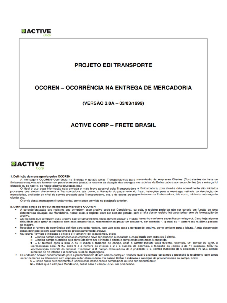 Layout Ocorr Edi | PDF