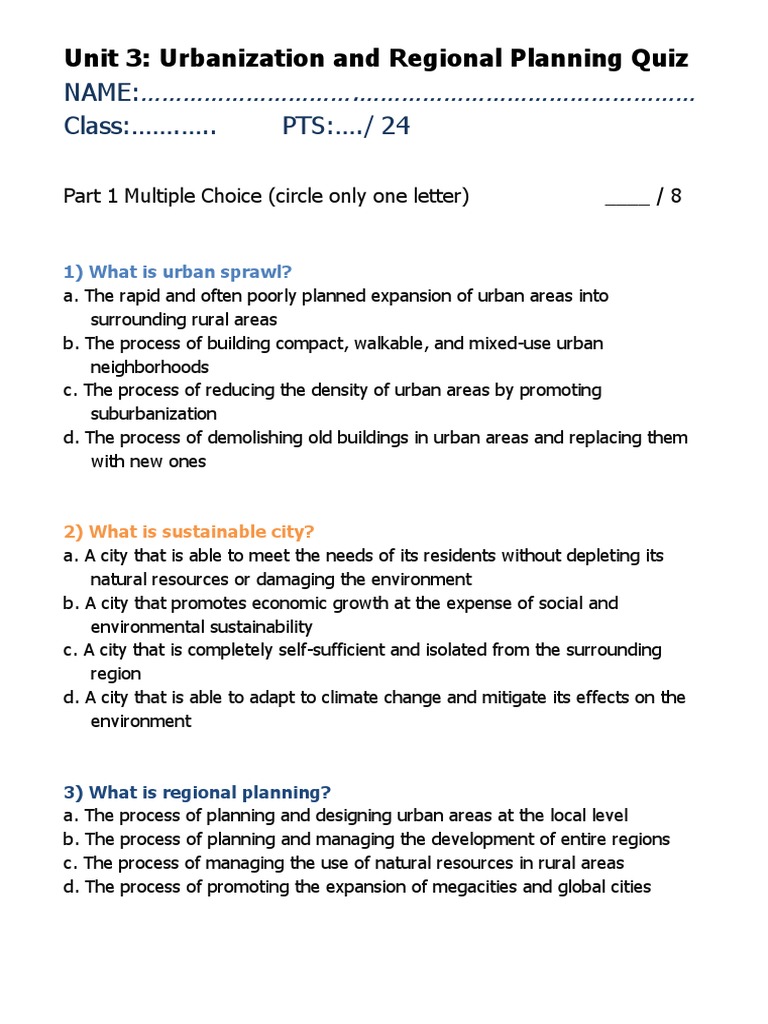 Unit 3 Land Use Planning Quiz | PDF | Urban Sprawl | Environment