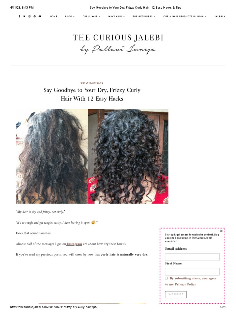 Say Goodbye To Your Dry, Frizzy Curly Hair - 12 Easy Hacks & Tips | PDF ...