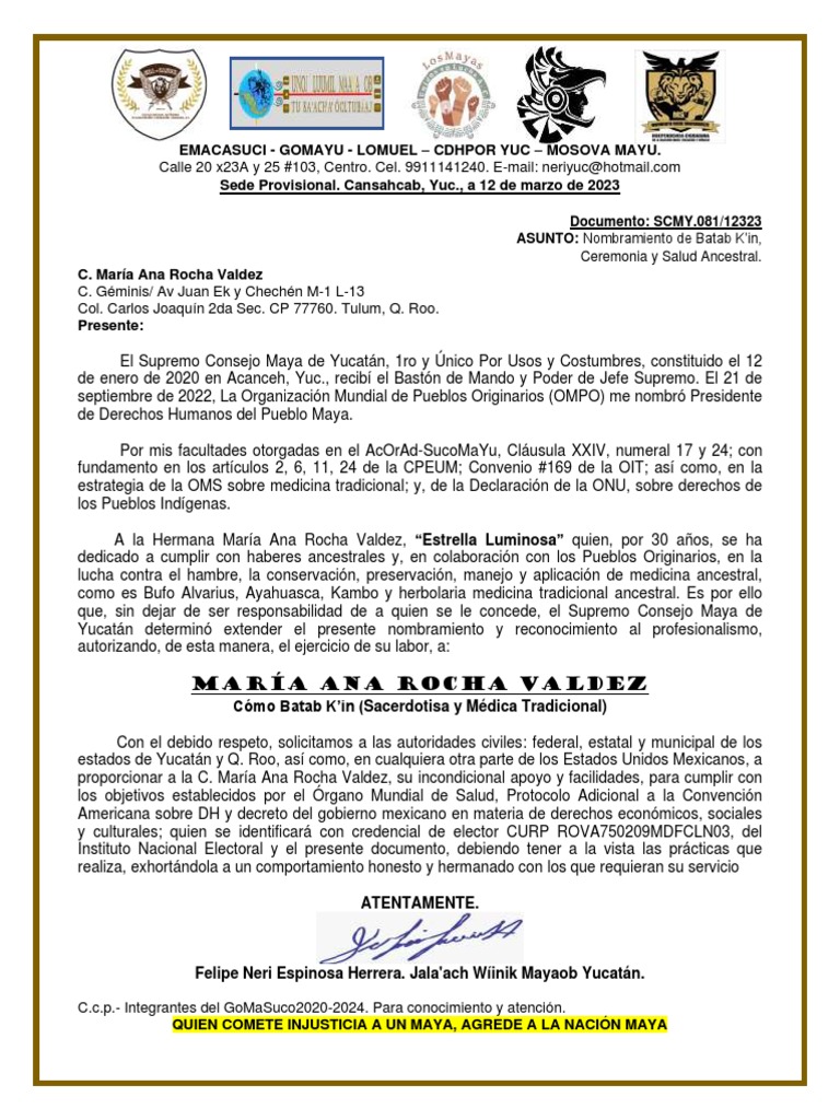 Nombramiento de Batab K’in en Yucatán | PDF | México | Gobierno