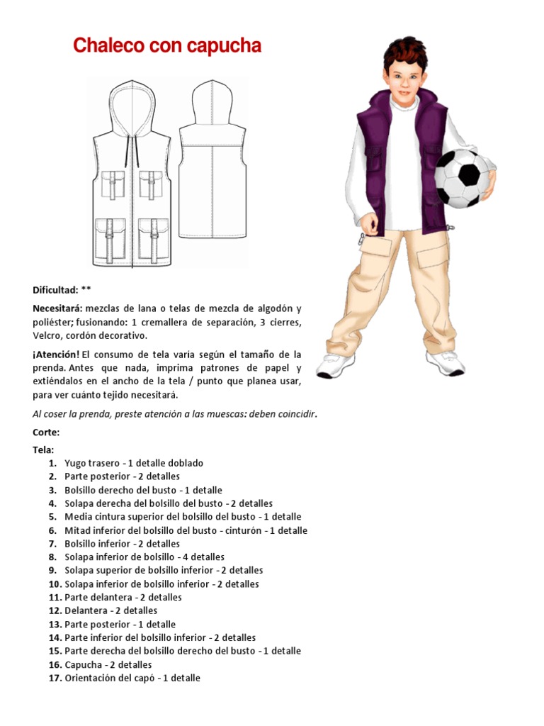 Chaleco Con Capucha - INSTRUCCIONES | PDF | Ropa