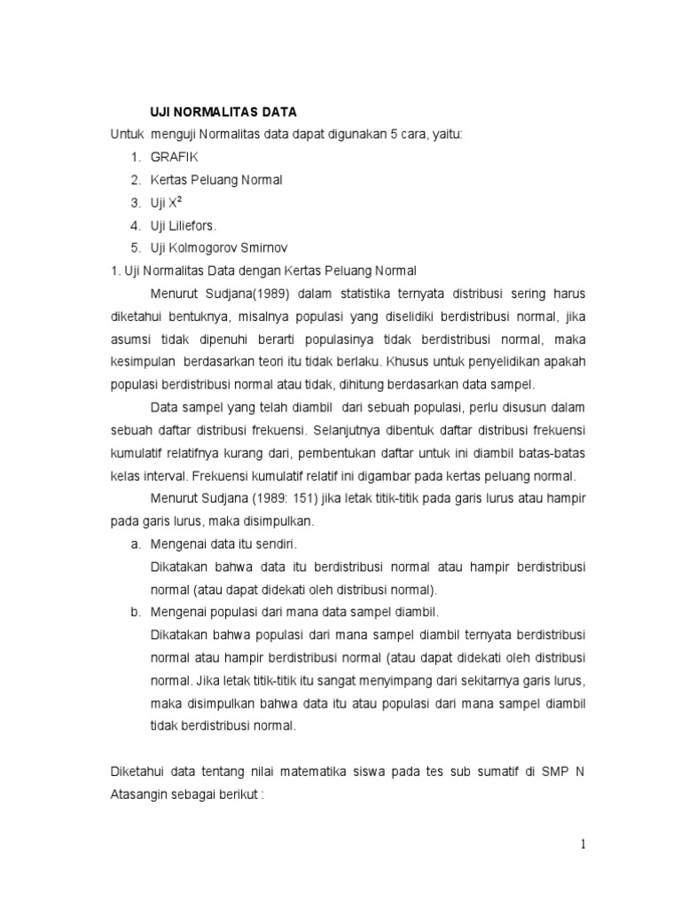 Uji Normalitas | PDF | Metode & Bahan Ajar