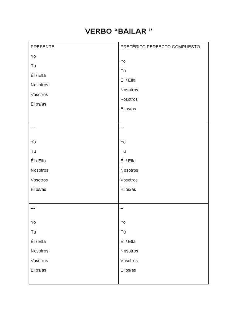 Verbo "Bailar " | PDF