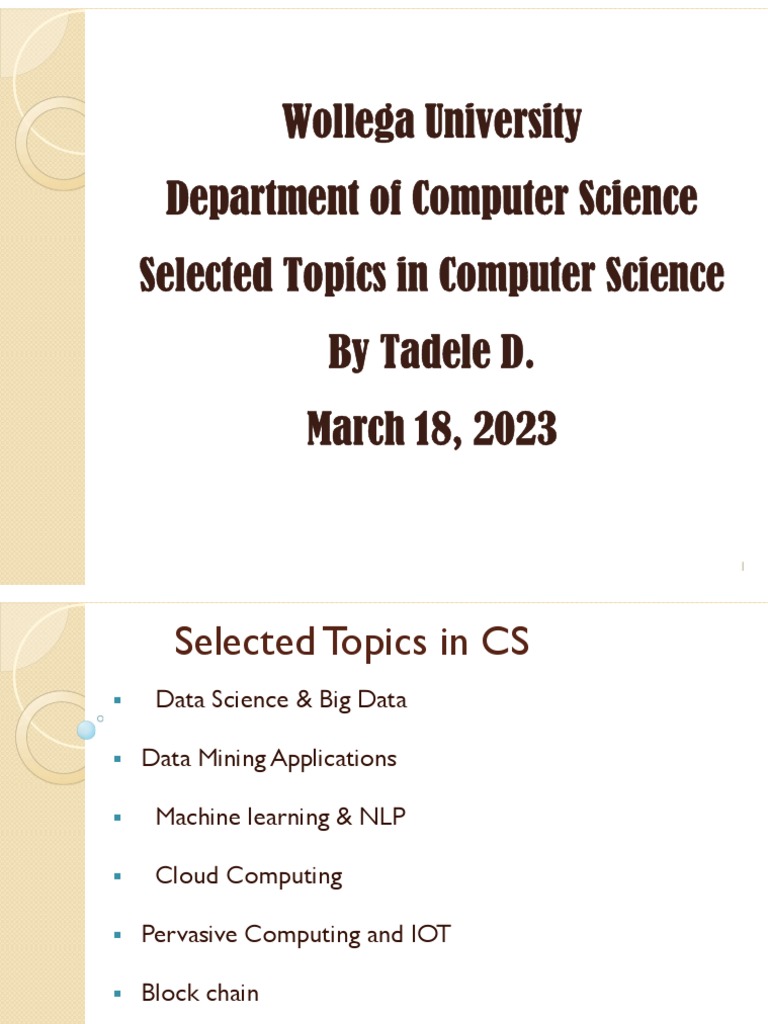 Selected Topics in Computer Science: A Survey of Data Science, Big Data ...