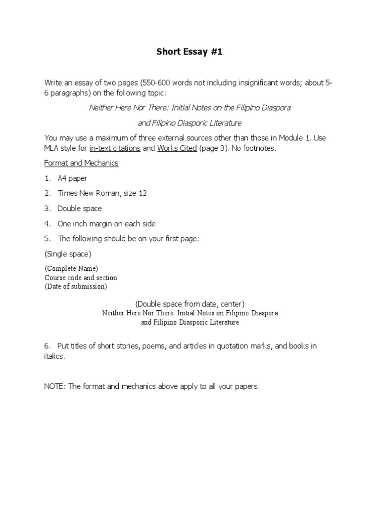 Short Essay #1 - Neither Here Nor There | PDF