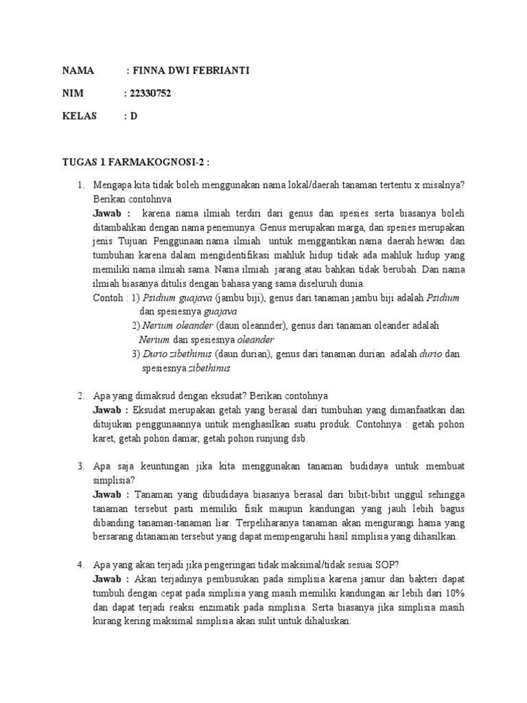 Finna Dwi Febrianti-Tugas 1 Farmakognosi 2 | PDF