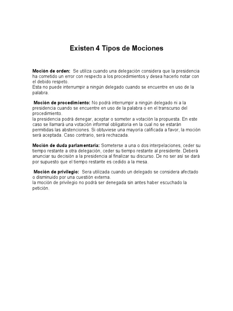 Tipos de Mociones | PDF