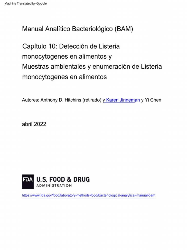 Manual Analítico Bacteriológico (BAM) : Abril 2022 | PDF | Carne ...
