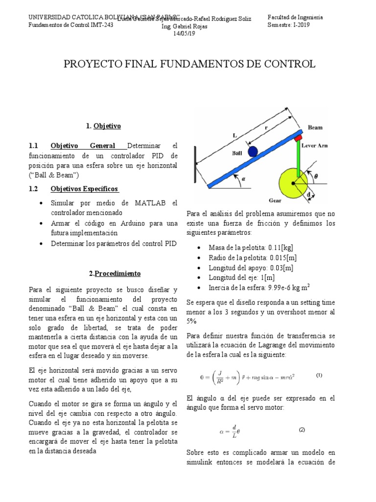 PID - Ball and Beam | PDF | Esfera | Ciencias fisicas