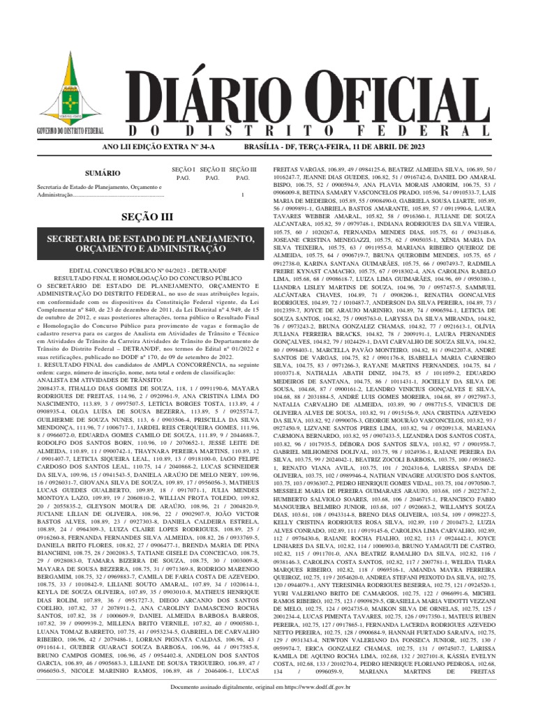Dodf 034 11-04-2023 Edicao Extra A | PDF