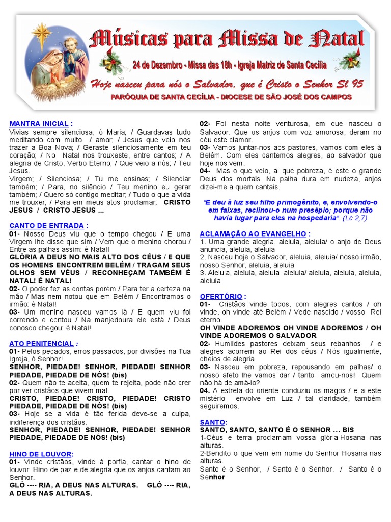 MISSA DE NATAL - LETRAS OFICIAL | PDF | Jesus | Eucaristia