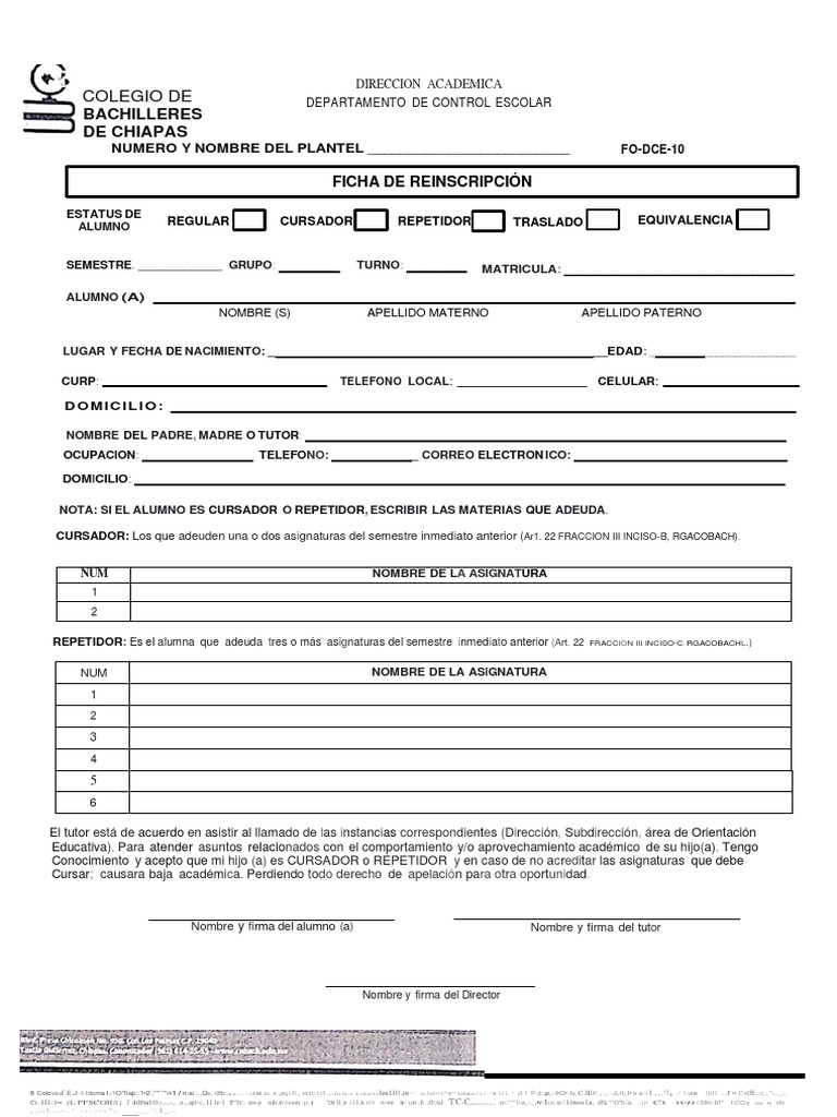 Formato de Reinscripcion 3 y 5 | PDF