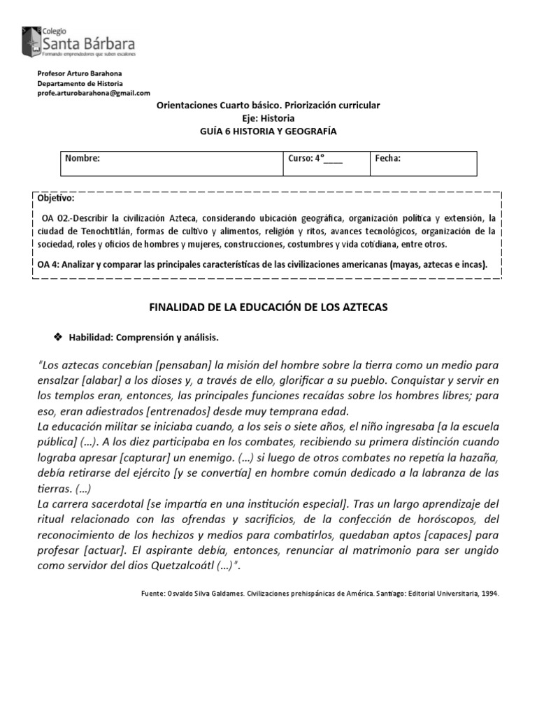 4°historia Guía Los Aztecas | PDF