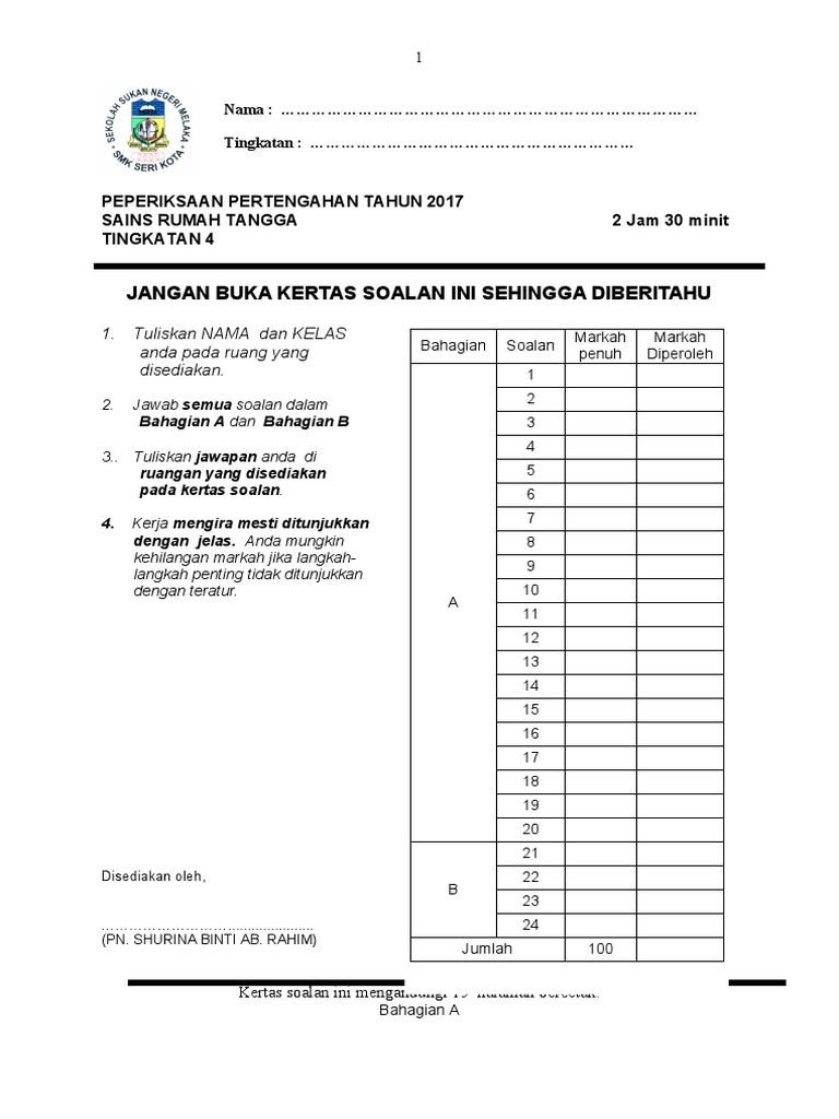 Jangan Buka Kertas Soalan Ini Sehingga Diberitahu | PDF
