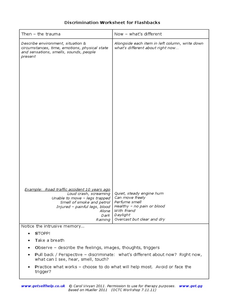 Flashback Worksheet | PDF | Self-Improvement