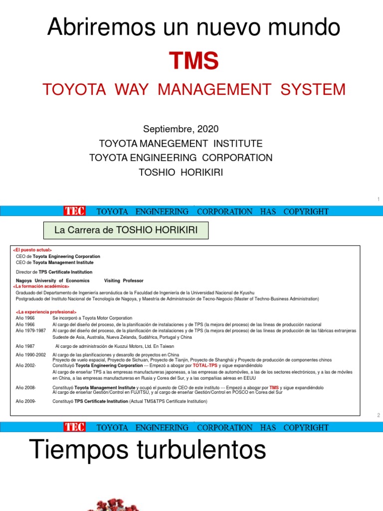 TMS: Sistema de Gestión Toyota | PDF | Calidad (comercial) | Gestión de ...