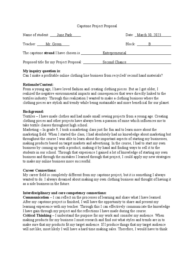 Capstone Project Proposal | Download Free PDF | Textiles | Clothing