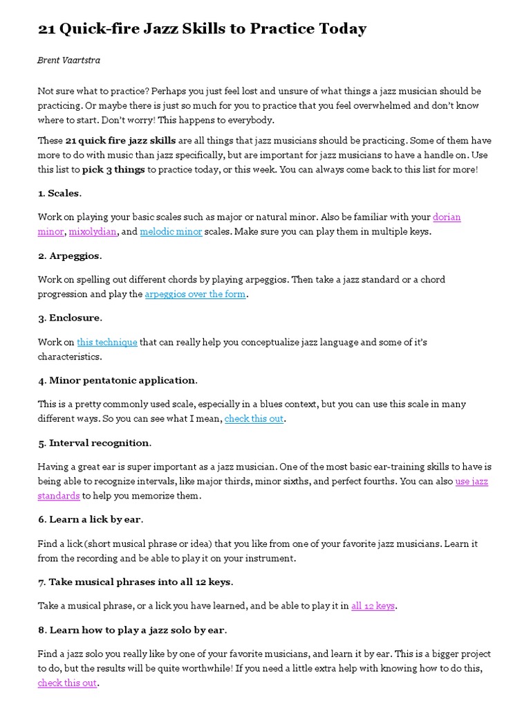 21 Quick-Fire Jazz Skills To Practice Today | PDF | Jazz | Chord (Music)
