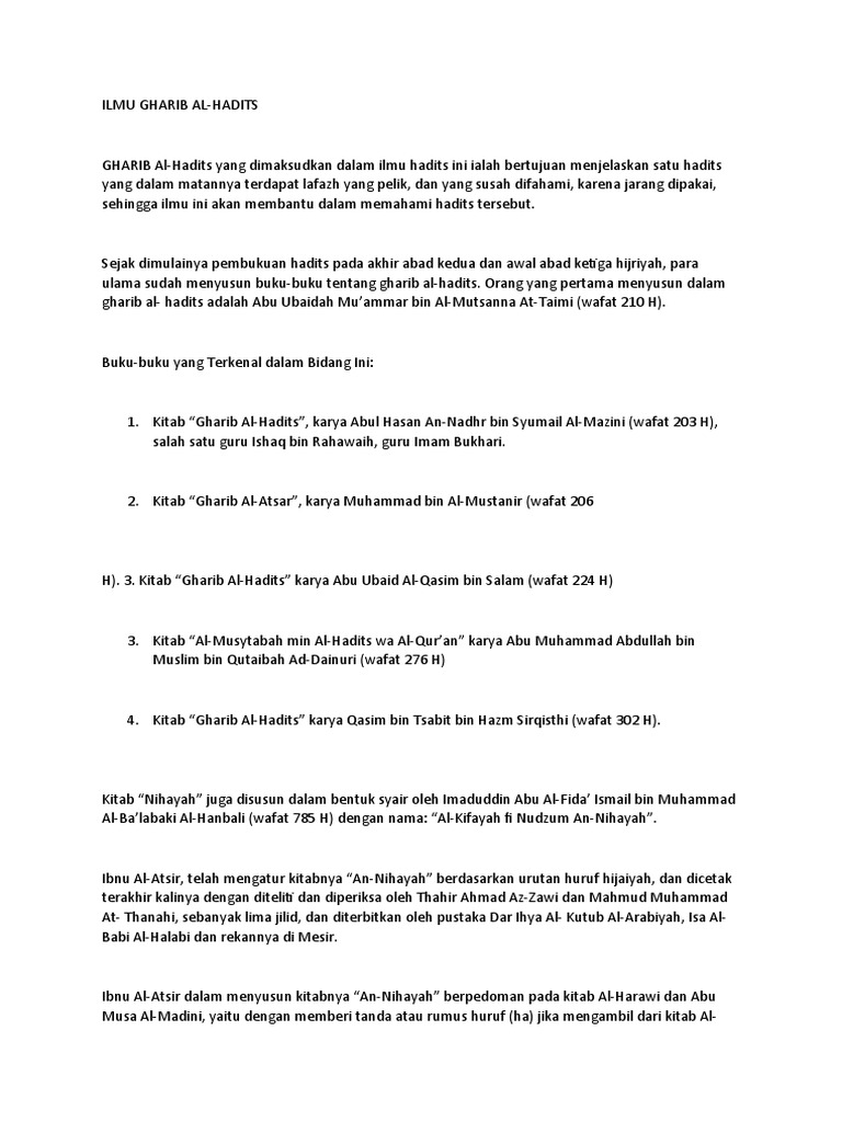 Memahami Ilmu Gharib Al-Hadits | PDF | Agama & Spiritualitas