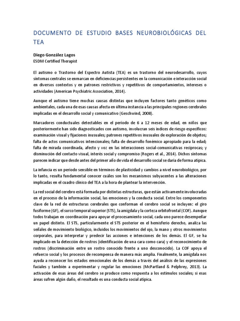 Bases Neurobiológicas Del TEA | PDF | Cerebro | Las emociones