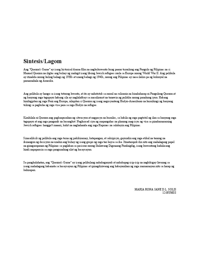 Sintesis Filipino | PDF