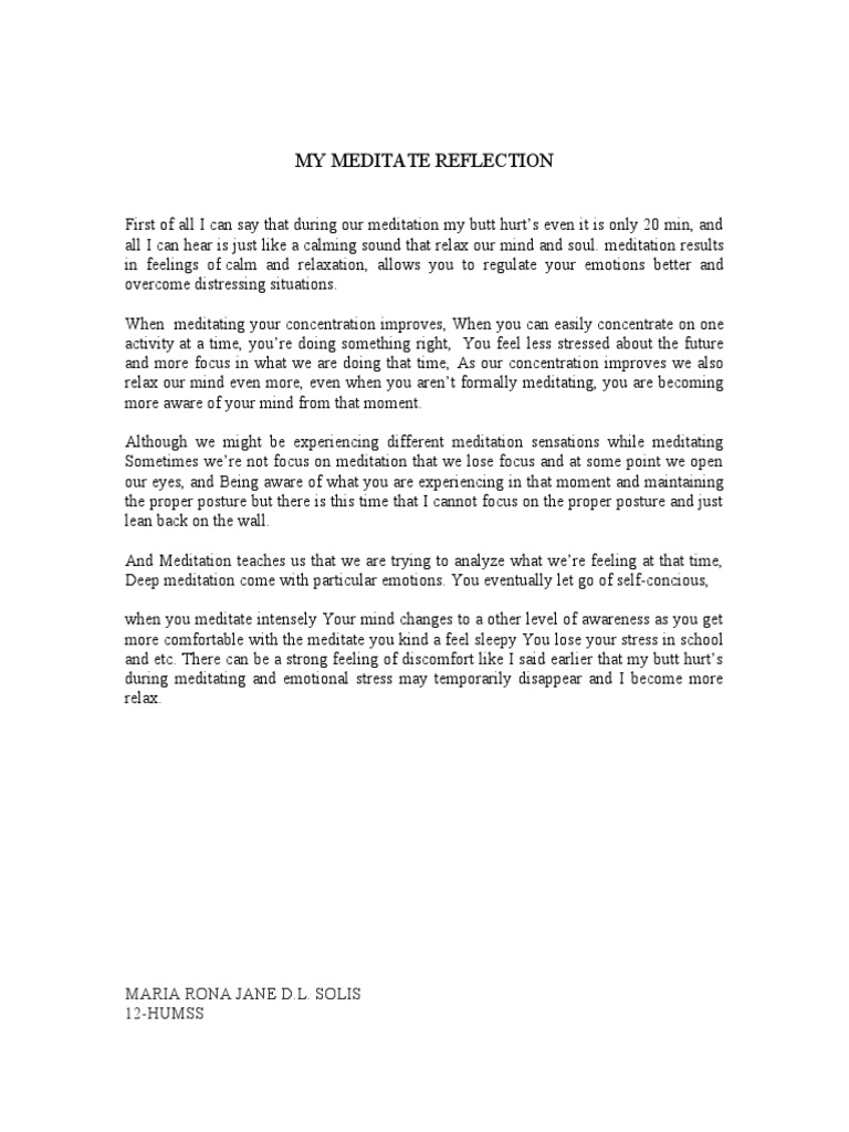 My Meditation Reflections: Calm, Focus, Awareness | PDF