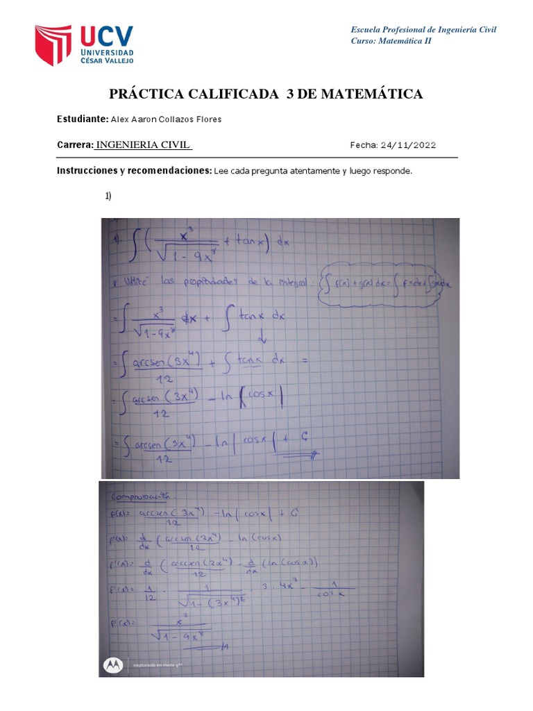 Práctica Calificada 3 - Ucv - Mat 2 | PDF