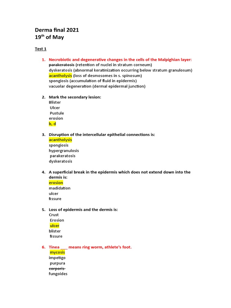 Derma Final 2021 (19th, 25th of May) | PDF | Psoriasis | Dermatitis