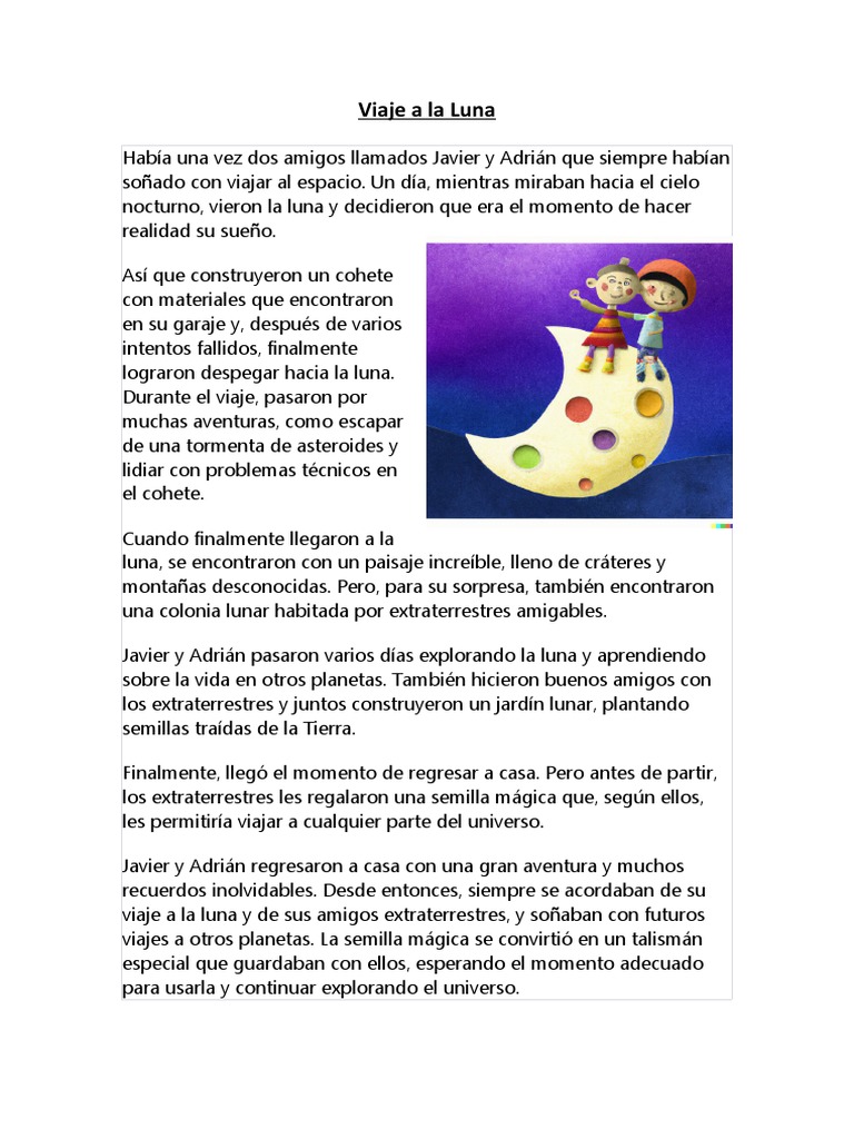 Viaje a la Luna: Aventura Infantil | PDF