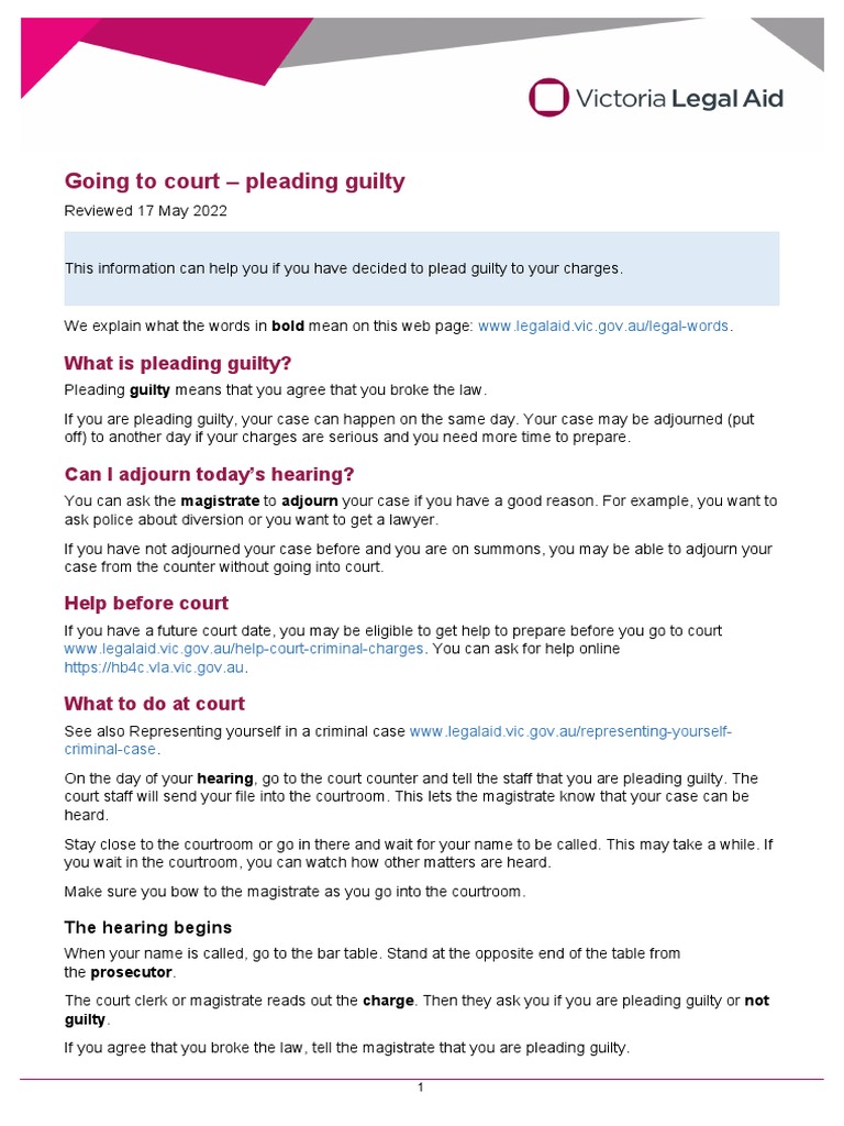 Pleading Guilty in Court Guide | PDF | Plea | Fine (Penalty)