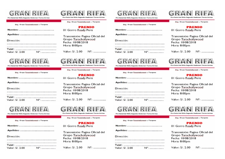 Ticket de Rifa | PDF