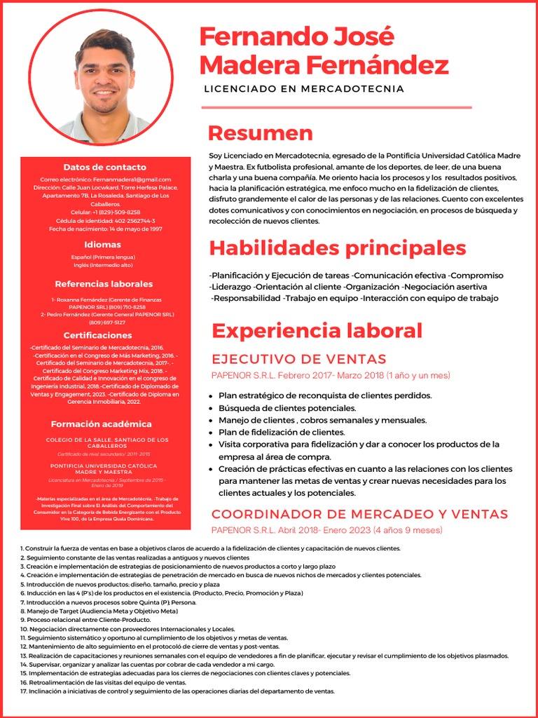 Currículum Licenciado Fernando Madera | PDF | Marketing | Mercados financieros